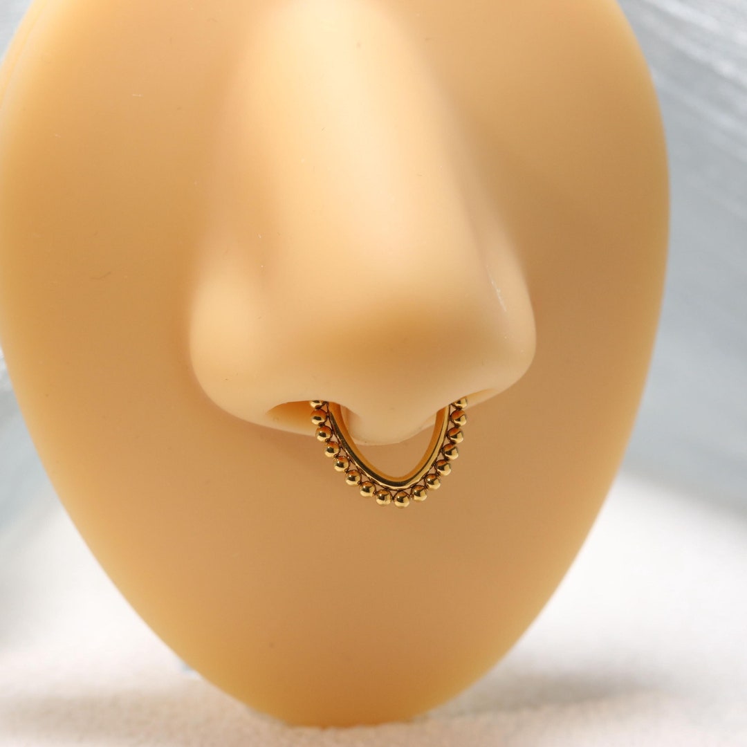 Teardrop Shape Nose Ring With Beads Septum Ring Septum Piercing Jewelry ...
