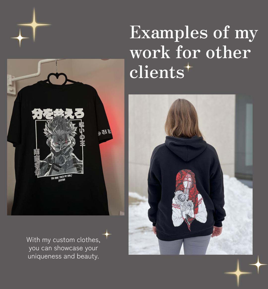 Custom Anime T-shirt, Hand Painted T-shirt With Flowers, Personalized ...