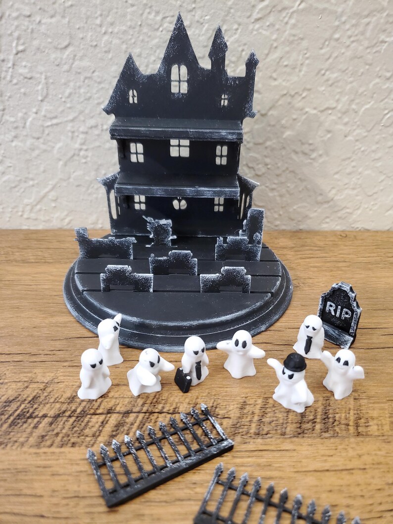 Spooky Ghost Haunted House Office Decor - Halloween Fall Scene - Etsy