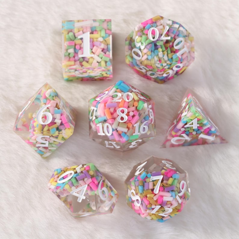 Sharp Edge DND Dice, Sharp Edge Polyhedral DND Dice, D20, Candy Dice ...