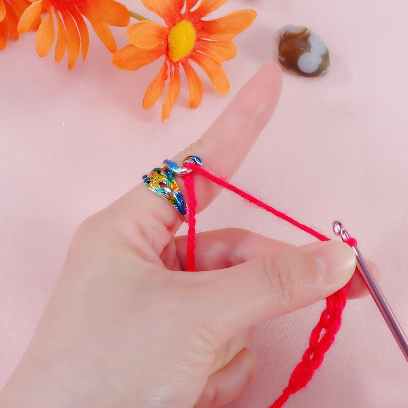 Peacock Yarn Tension Ring: Adjustable Crochet Finger Guide - Etsy