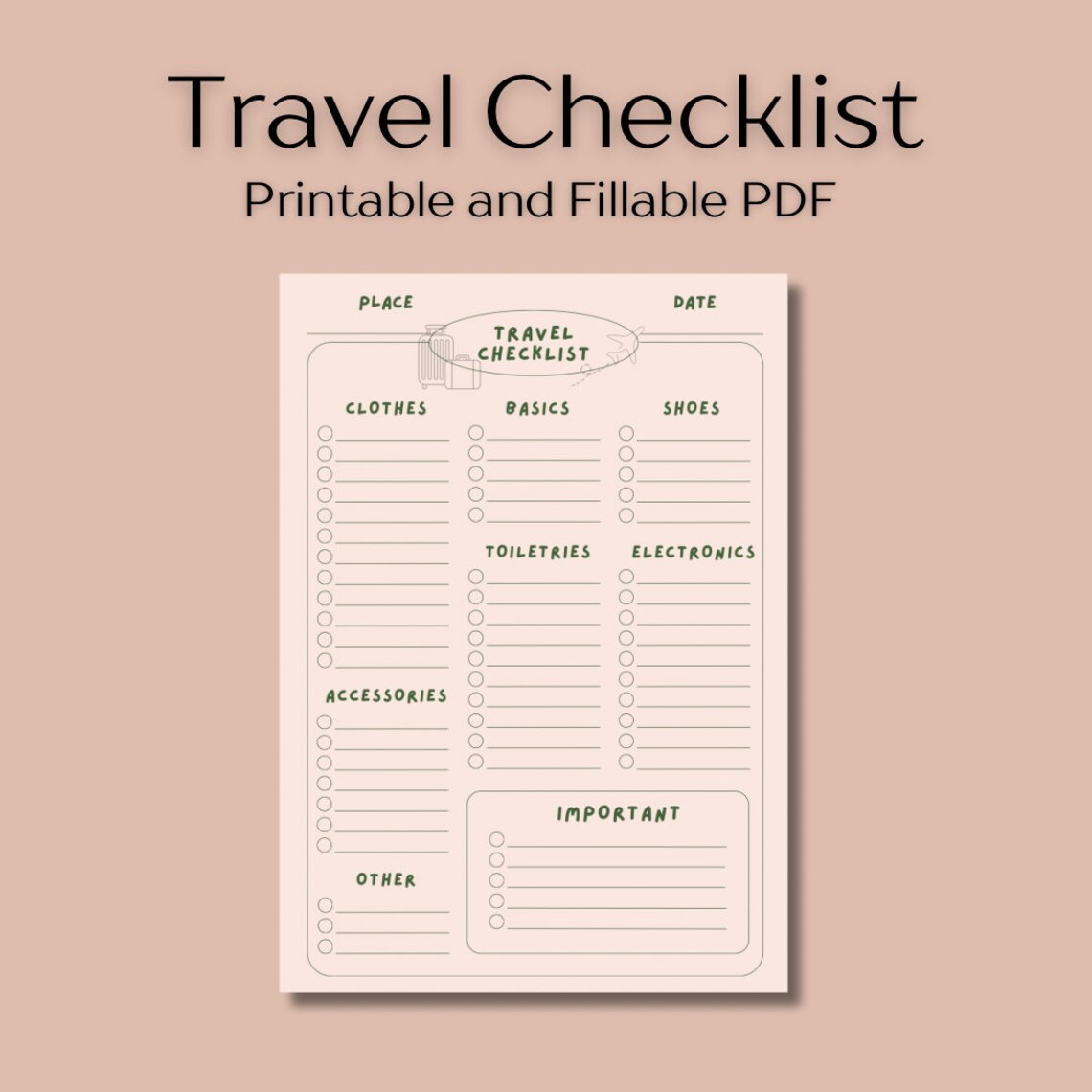 Editable Travel Packing Checklist: Tailor Your Packing Needs instant ...