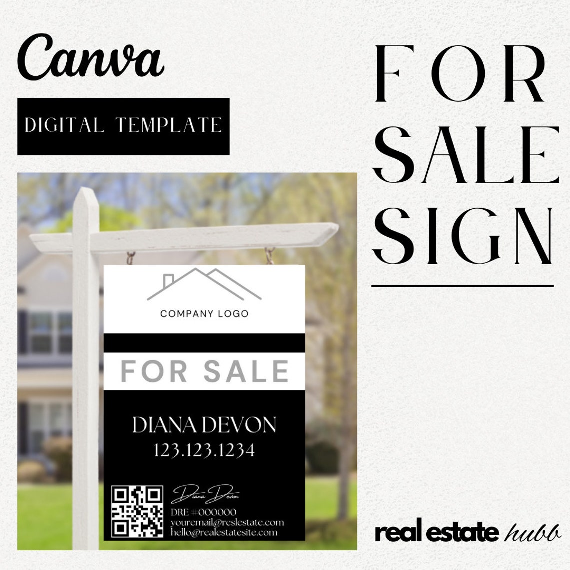 Real Estate Sign Template | for Sale Sign | Customizable for Sale Sign ...