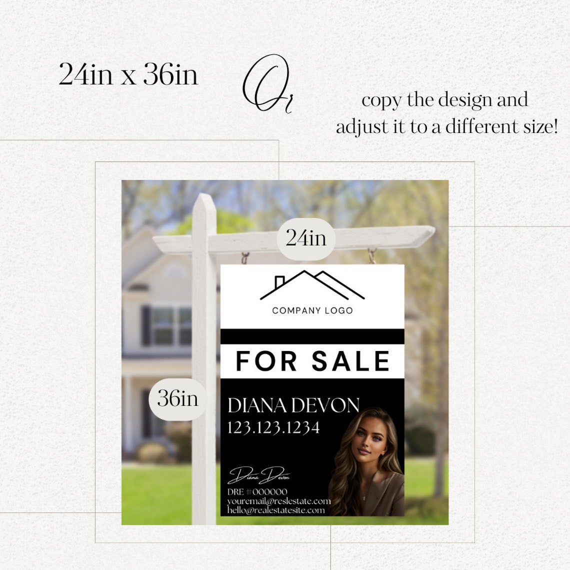 Real Estate Sign Template | for Sale Sign | Customizable for Sale Sign ...
