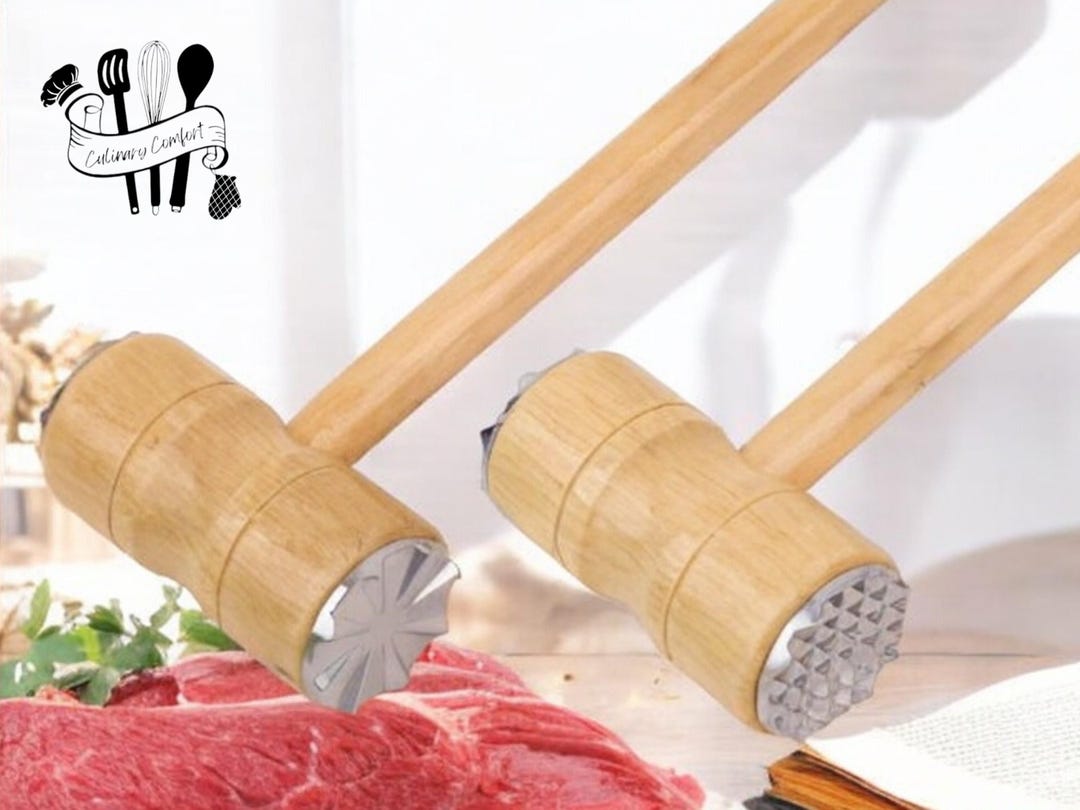 Double-sided Meat Tenderizer Hammer Long Handle Mallet Pointed Round ...