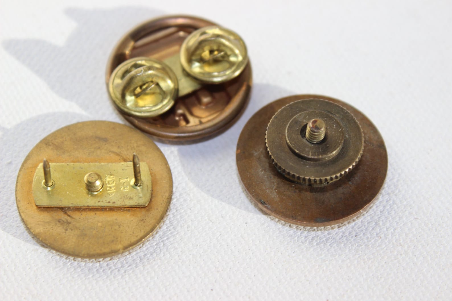 Vintage U.S. Military Brass Collar Disc Pins Buttons Set of 3 WWII ...