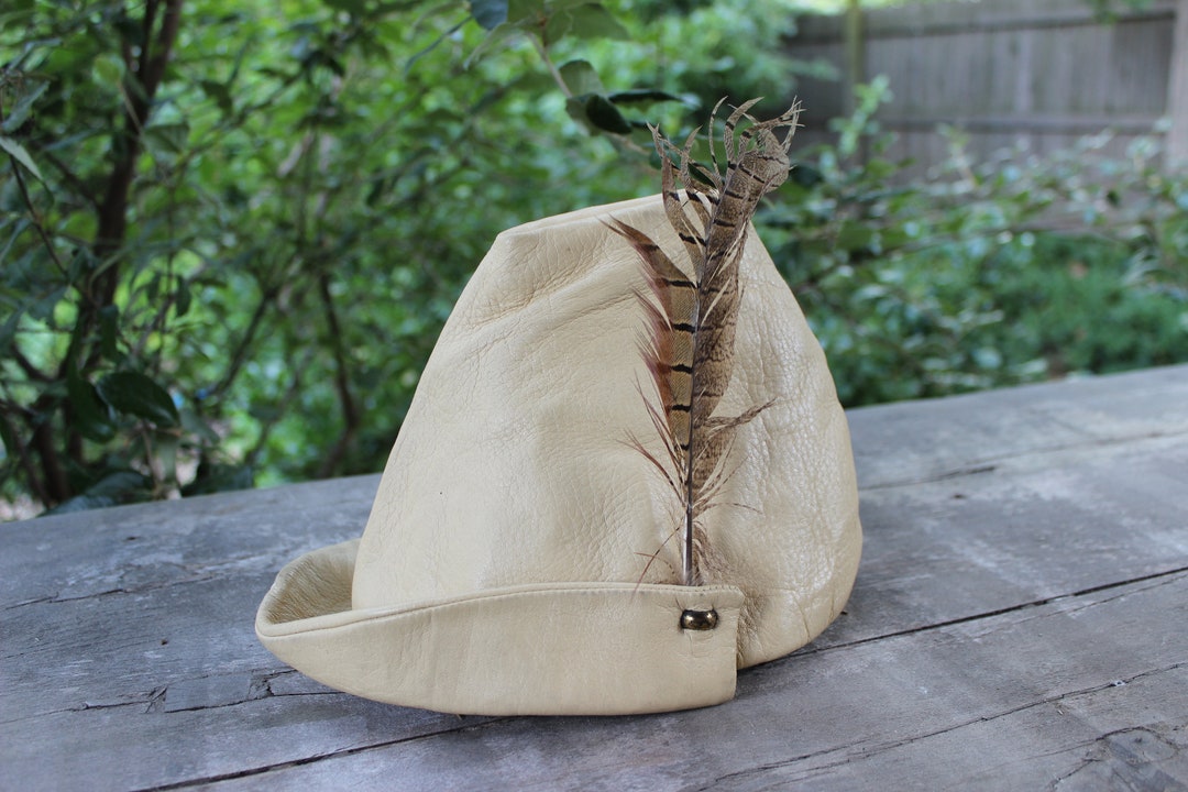Vintage German Leather Hat With Pheasant Feather Old Style German Cap ...