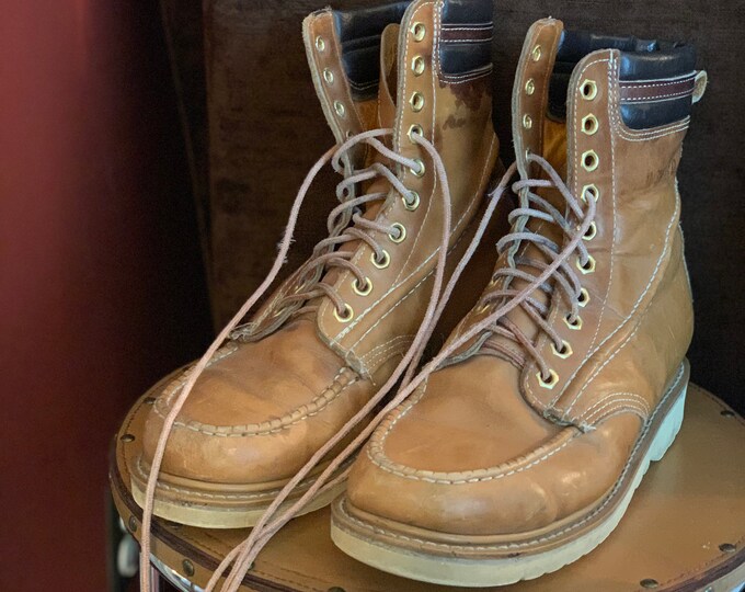 Vintage Work Boots Crepe Sole Leather Brown Leather Vintage Boots ...