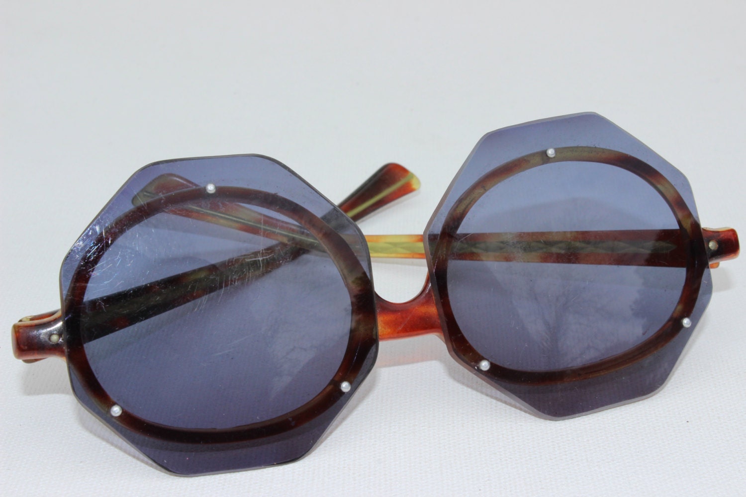 Vintage Octagonal Horn Rimmed Sunglasses Jackie O Sunglasses 1960's ...