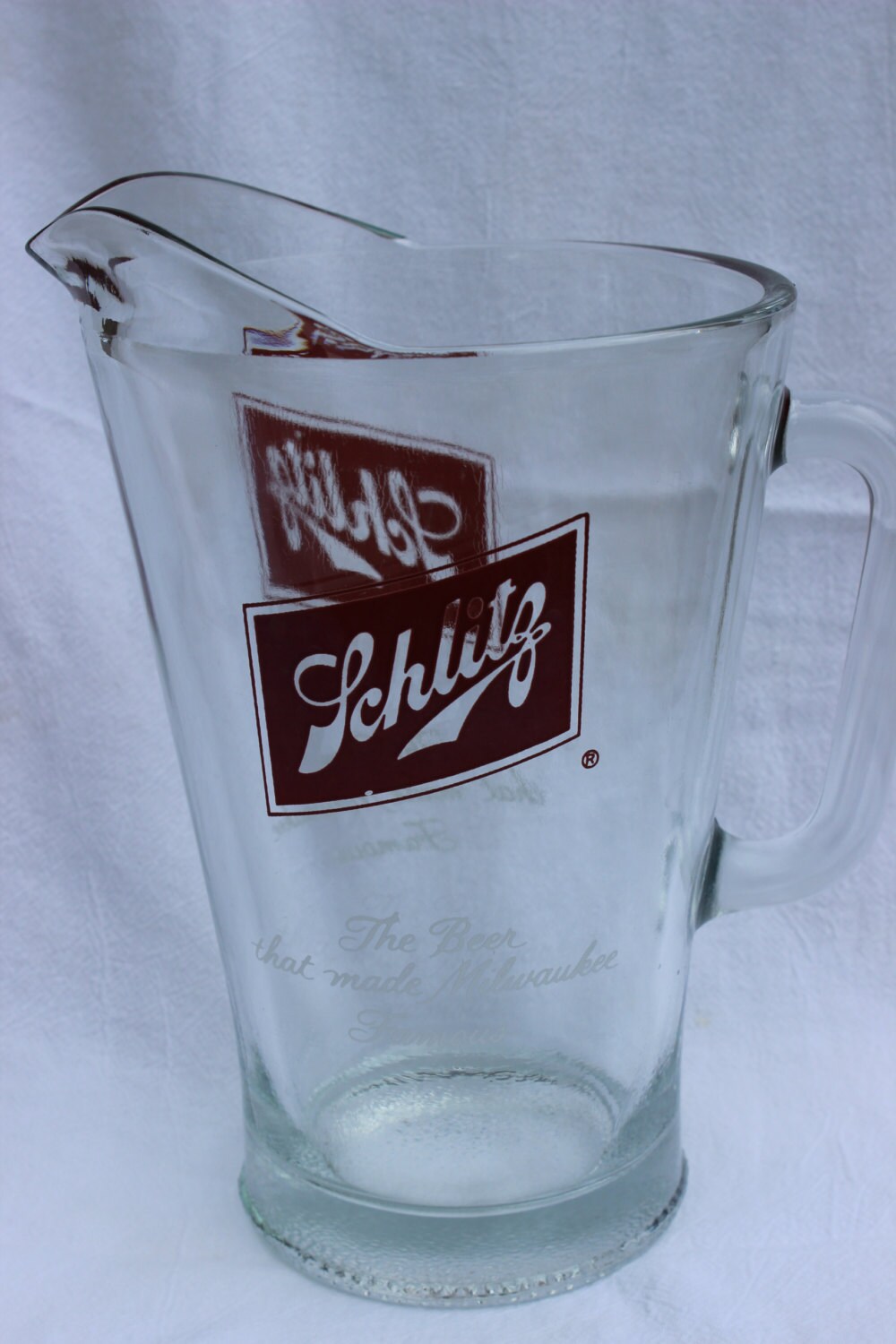 Vintage Schlitz Draft Beer Pitcher Glass From Milwaukee Superbowl Party ...