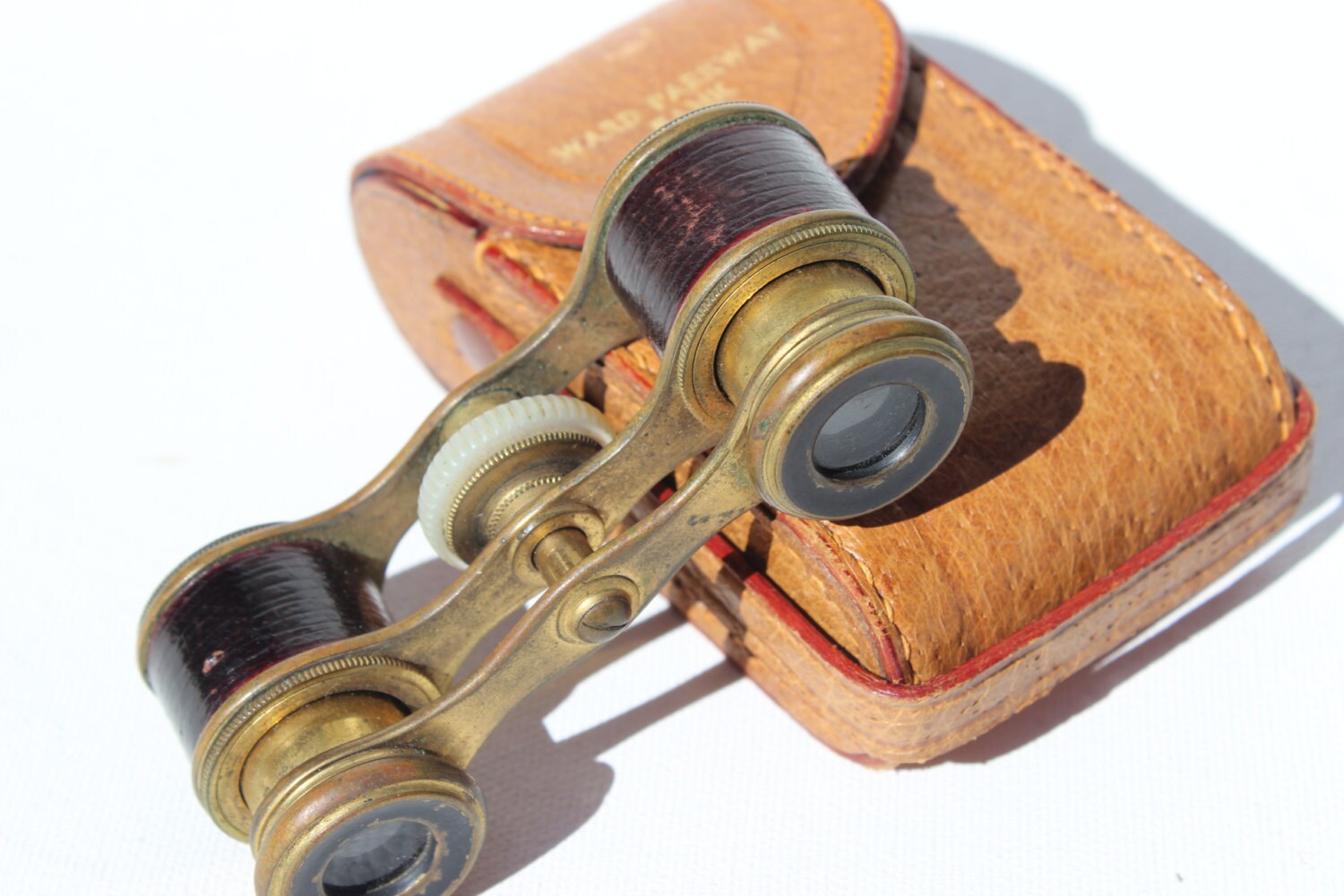 Vintage Opera Glasses Binoculars Leather and Brass Antique Leather Case ...