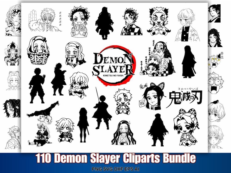 Demon Slayer Digital Clipart Bundle | Anime PNG Stickers | Cosplay Art ...