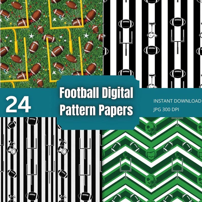 24 Football Digital Pattern Papers | Soccer Scrapbook Paper | Sports ...