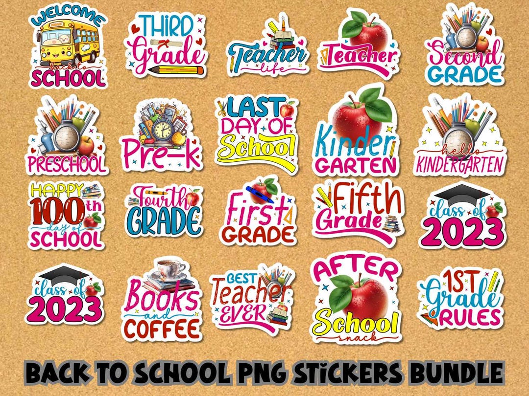 Back to School PNG Sticker Bundle | Teacher, Grades (digital Download ...