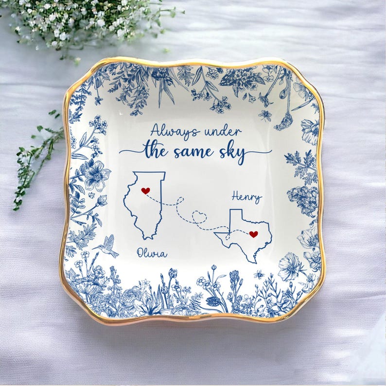 Personalized Long Distance Friendship Jewelry Dish, Best Friend Sister ...