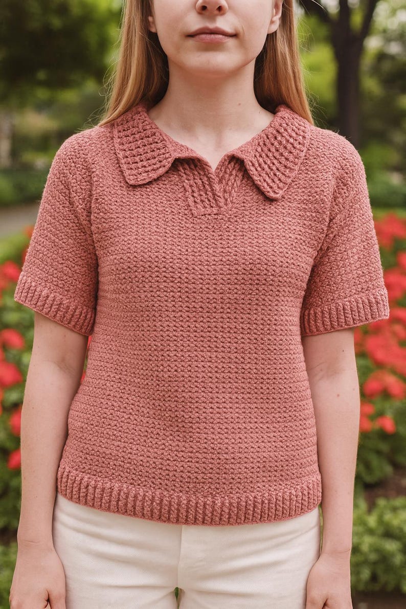Handmade Crochet Polo Shirt PDF Pattern – Summer Short Sleeve Collared ...