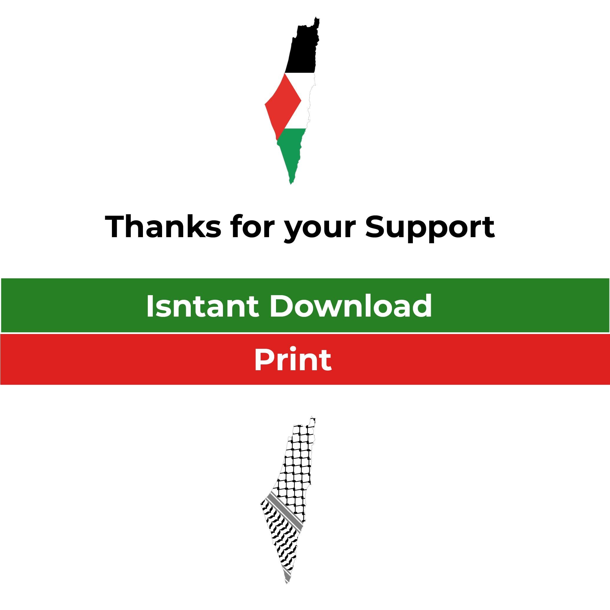 Palestine Map & Flag SVG Bundle: Arabic/english Designs (digital File ...
