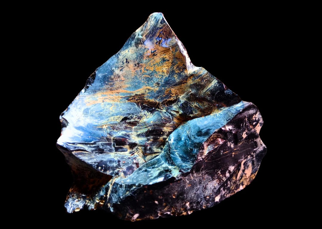 Opaque Black Obsidian With Earthy Undertones. Natural Volcanic Crystal ...