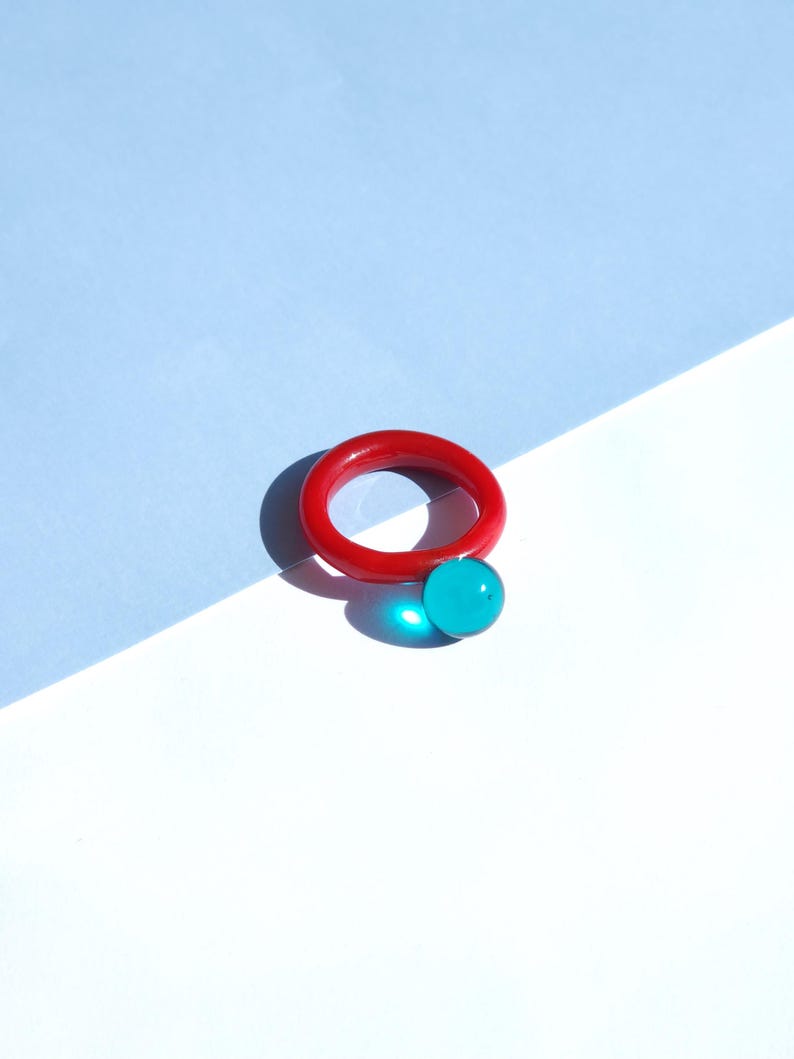 Candy Color Chunky Glass Ring | Colorful Statement Jewelry - Etsy