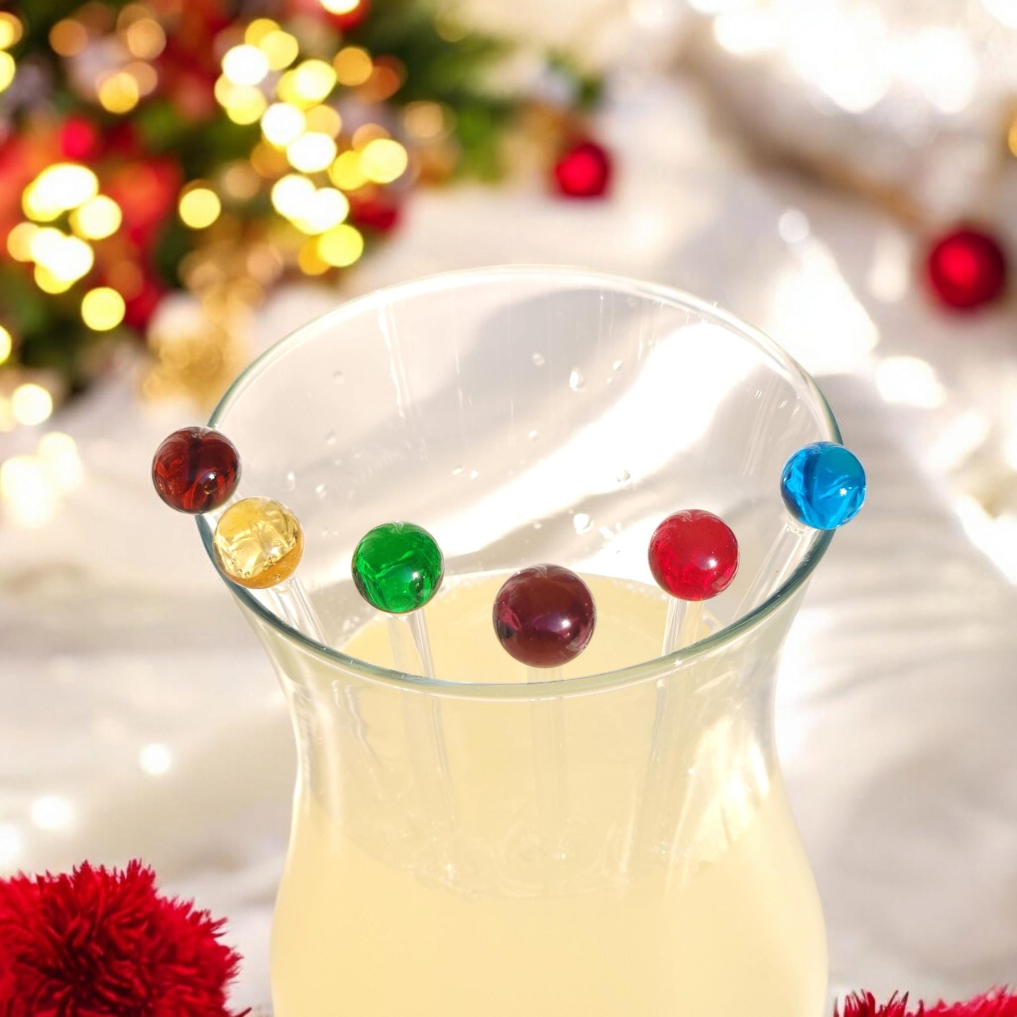 Handcrafted Glass Ball Stirrer Set Elegant Drink Stirrers for Coffee ...