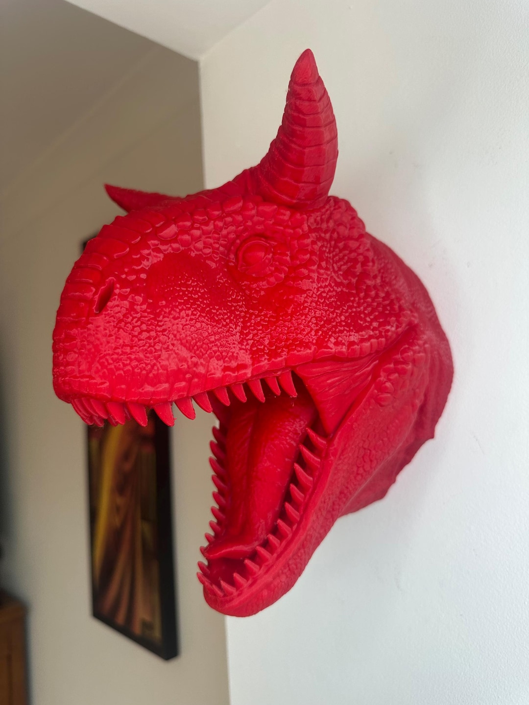 Carnotaurus Dinosaur Head Wall Art Mount | 3D Printed Prehistoric Bust ...