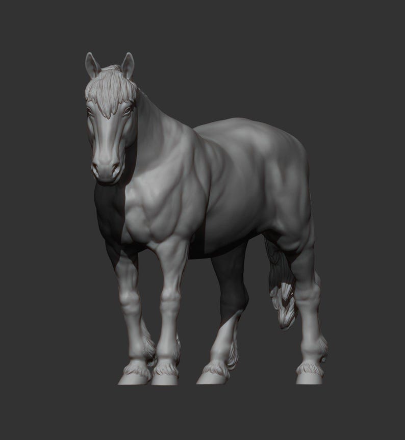 Percheron Horse (standing Pose) – Unpainted 3D Print | ABS White Resin ...