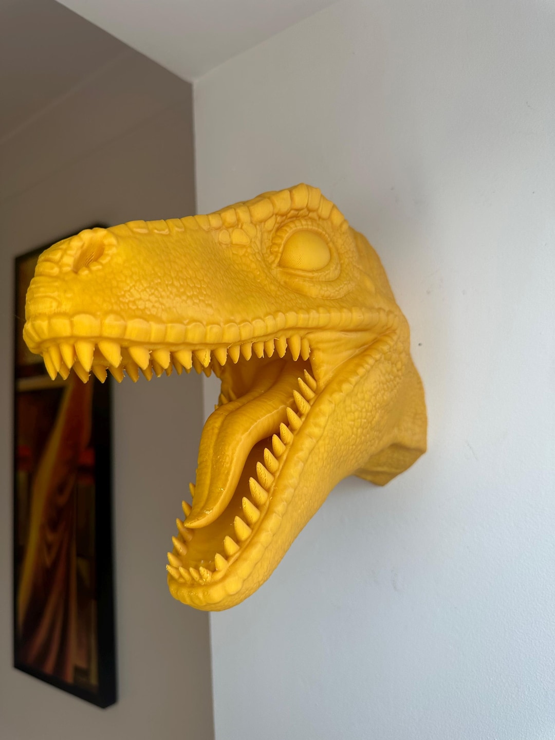 Raptor Dinosaur Head Wall Art Mount | 3D Printed Prehistoric Bust - Etsy