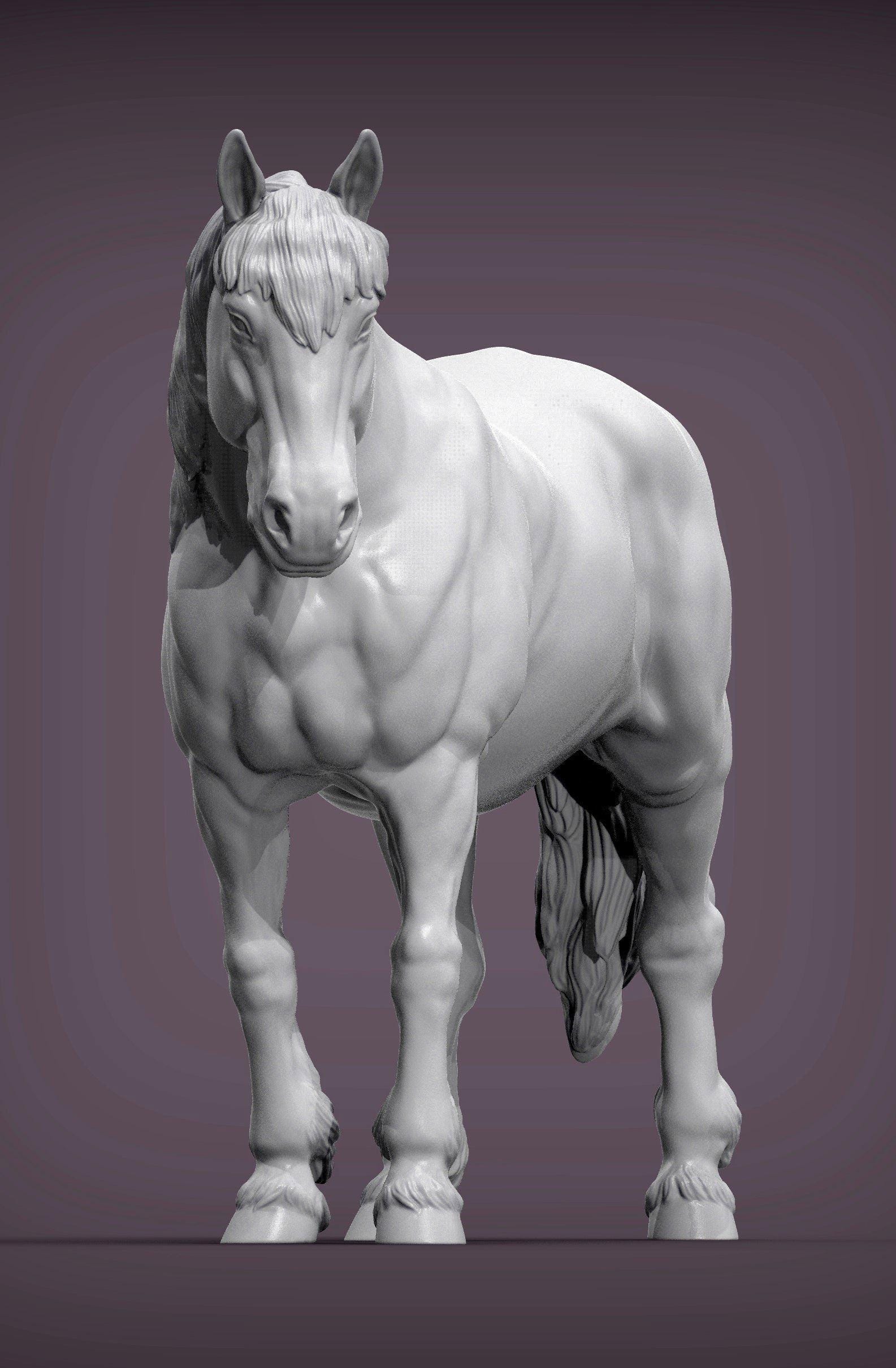Percheron Horse (standing Pose) – Unpainted 3D Print | ABS White Resin ...