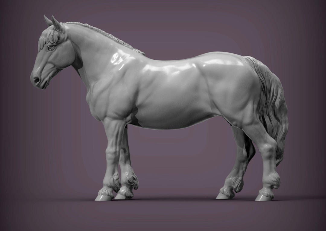 Percheron Horse (standing Pose) – Unpainted 3D Print | ABS White Resin ...