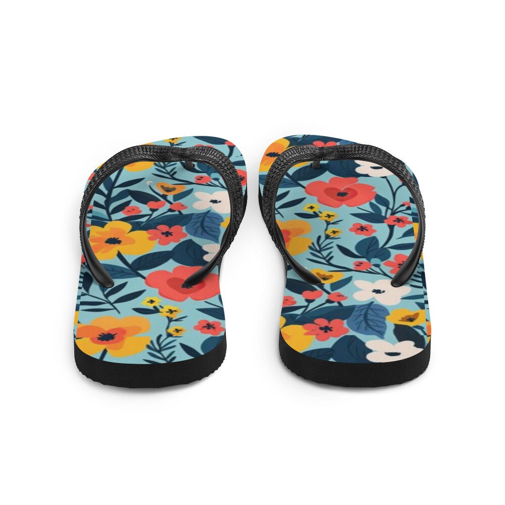 Flower Power Flip Flops Cute & Comfy Floral Pattern Sandals for Summer ...