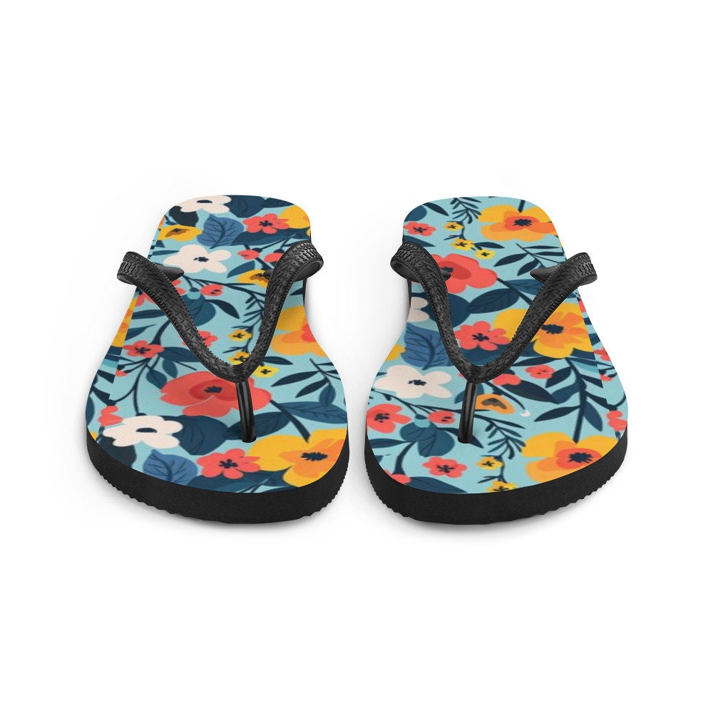 Flower Power Flip Flops Cute & Comfy Floral Pattern Sandals for Summer ...