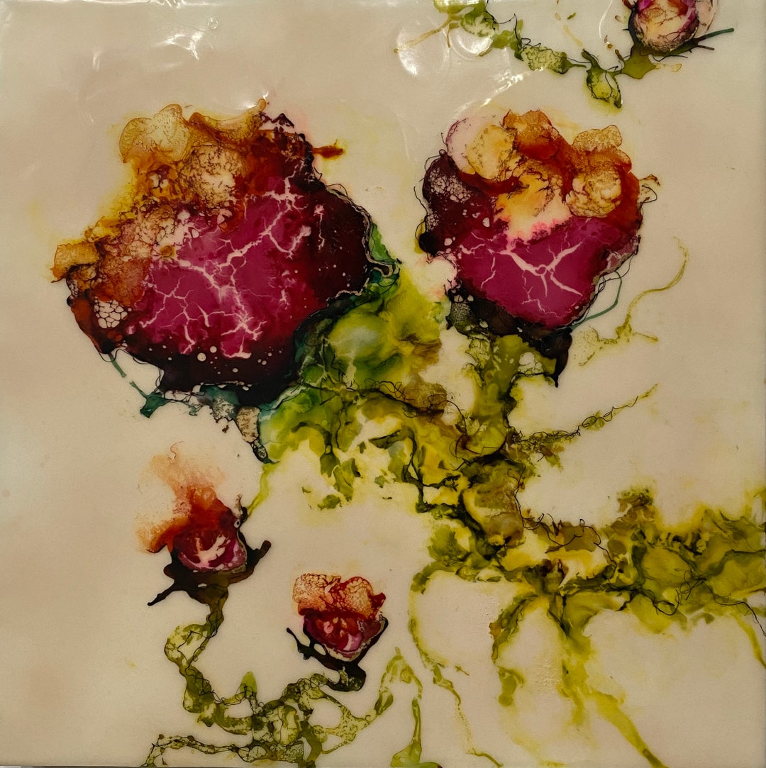 Roses Encaustic Art Painting With Encaustic Flowers Art - Etsy