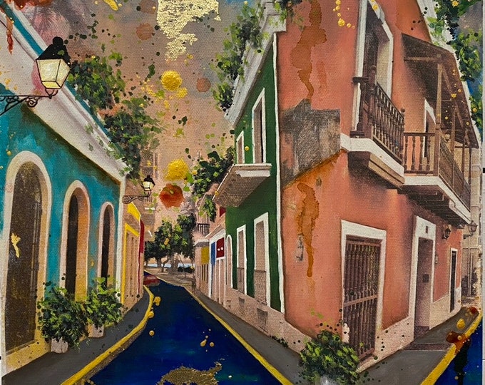Old San Juan Puerto Rico Painting, Viejo San Juan, Callejon De Las ...