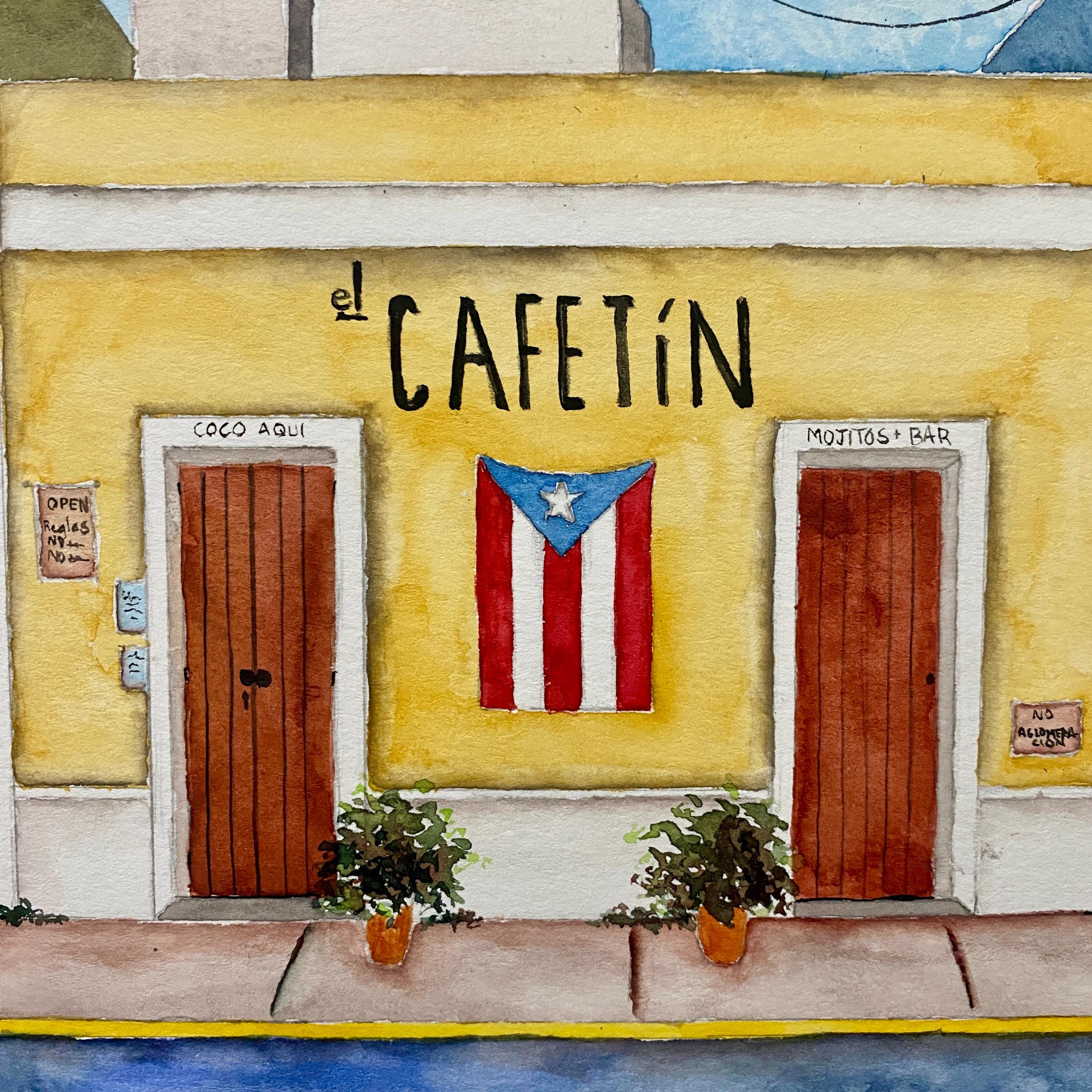 Old San Juan El Cafetin Bar Original Watercolor Painting, Old San Juan ...