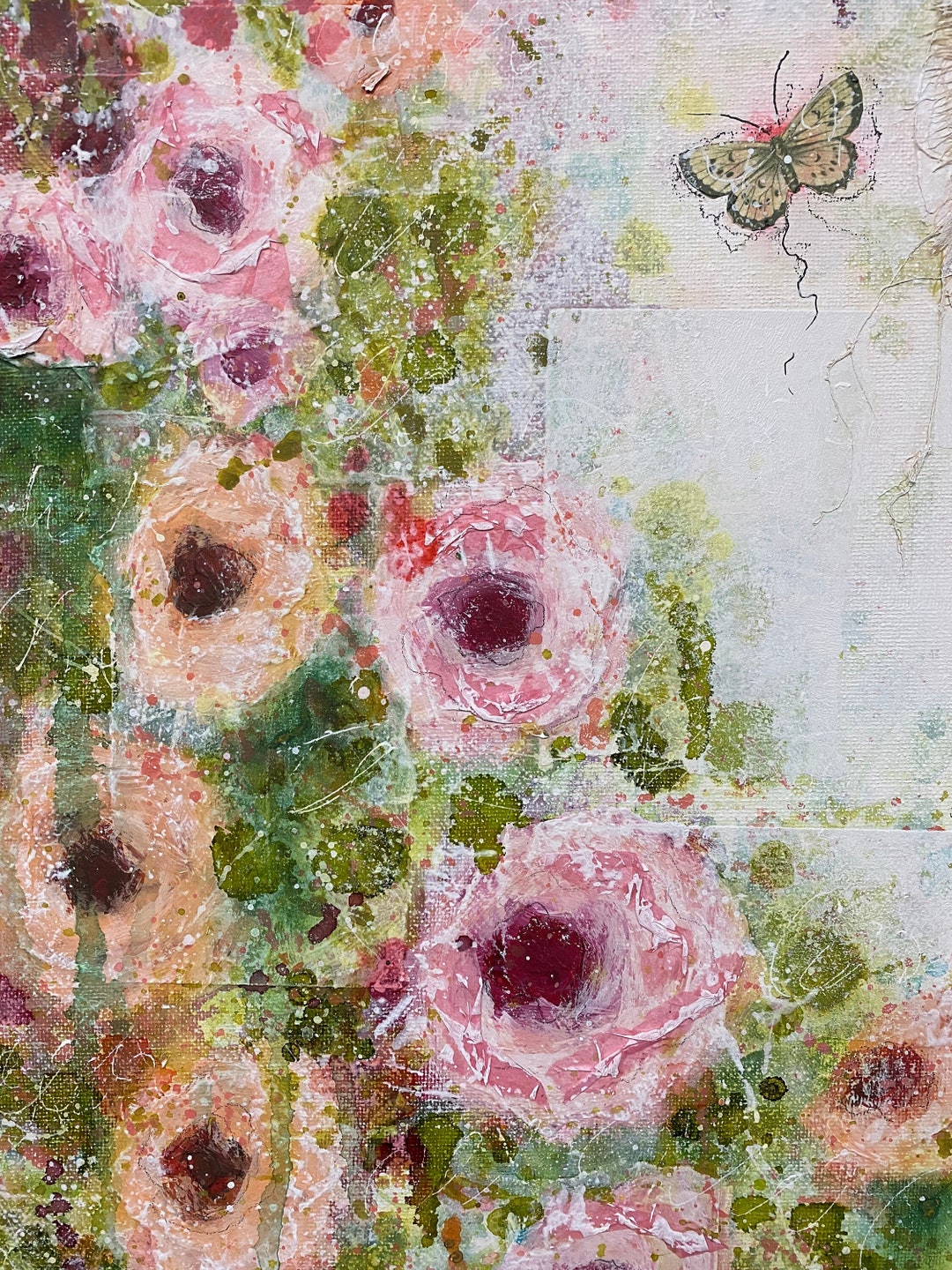 Whimsical Roses, Whimsical Pink Flowers With Butterflies Abstract ...
