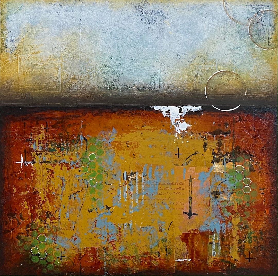 Melancholic Abstract Landscape Painting With Bright Warm Colors and ...