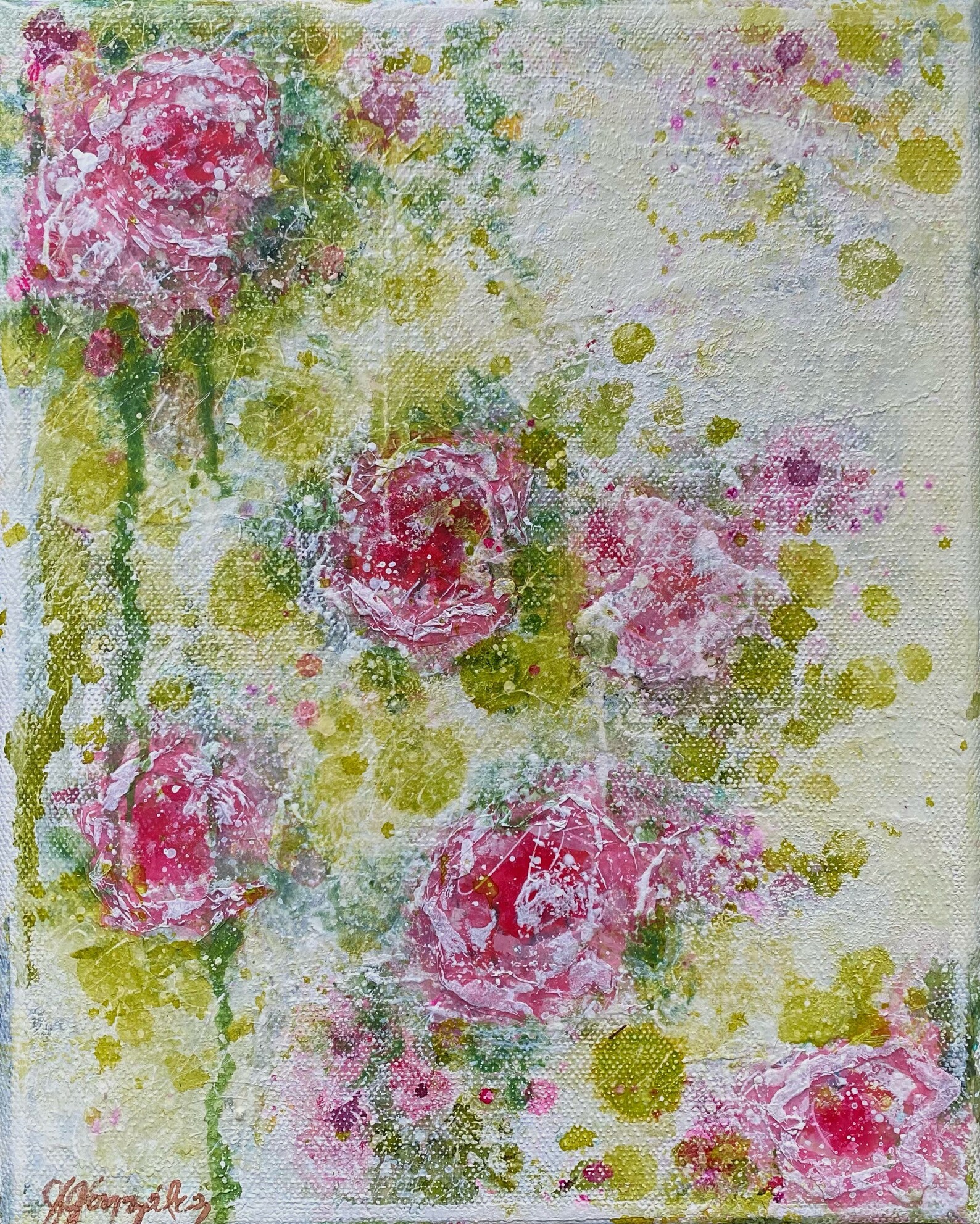 Little Whimsical Roses Mixed Media Painting - Etsy España