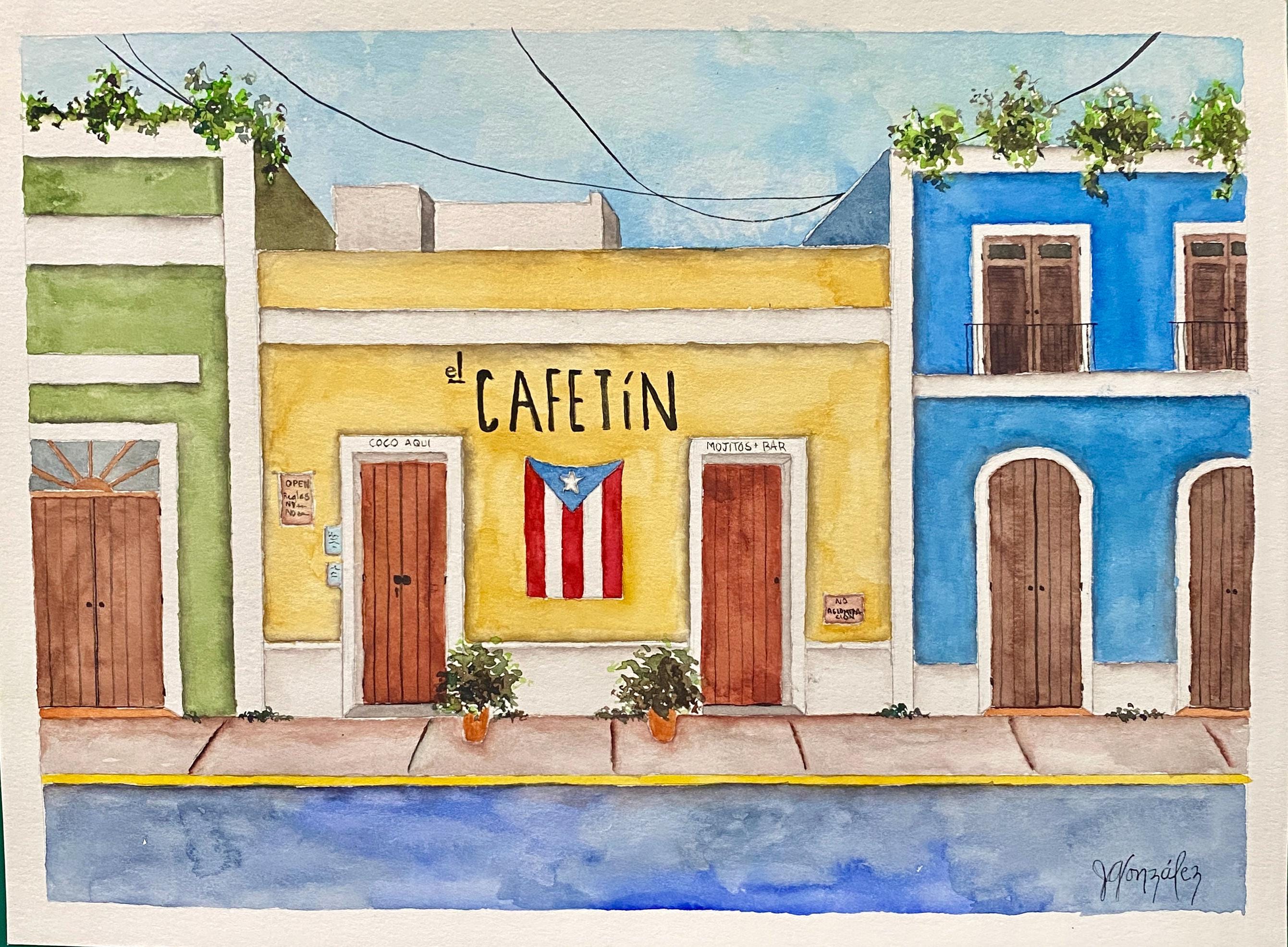 Old San Juan El Cafetin Bar Original Watercolor Painting, Old San Juan ...