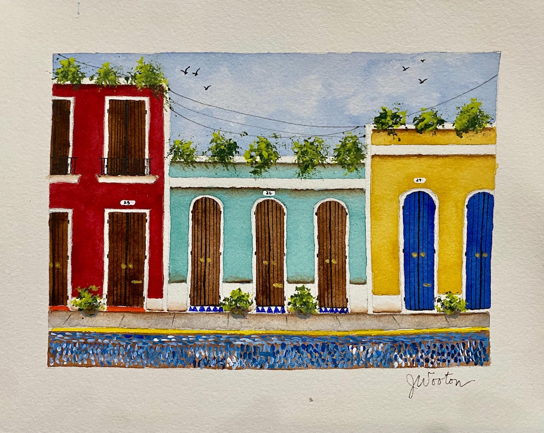 Little Old San Juan Watercolor Paintings, Old San Juan Puerto Rico, Old ...
