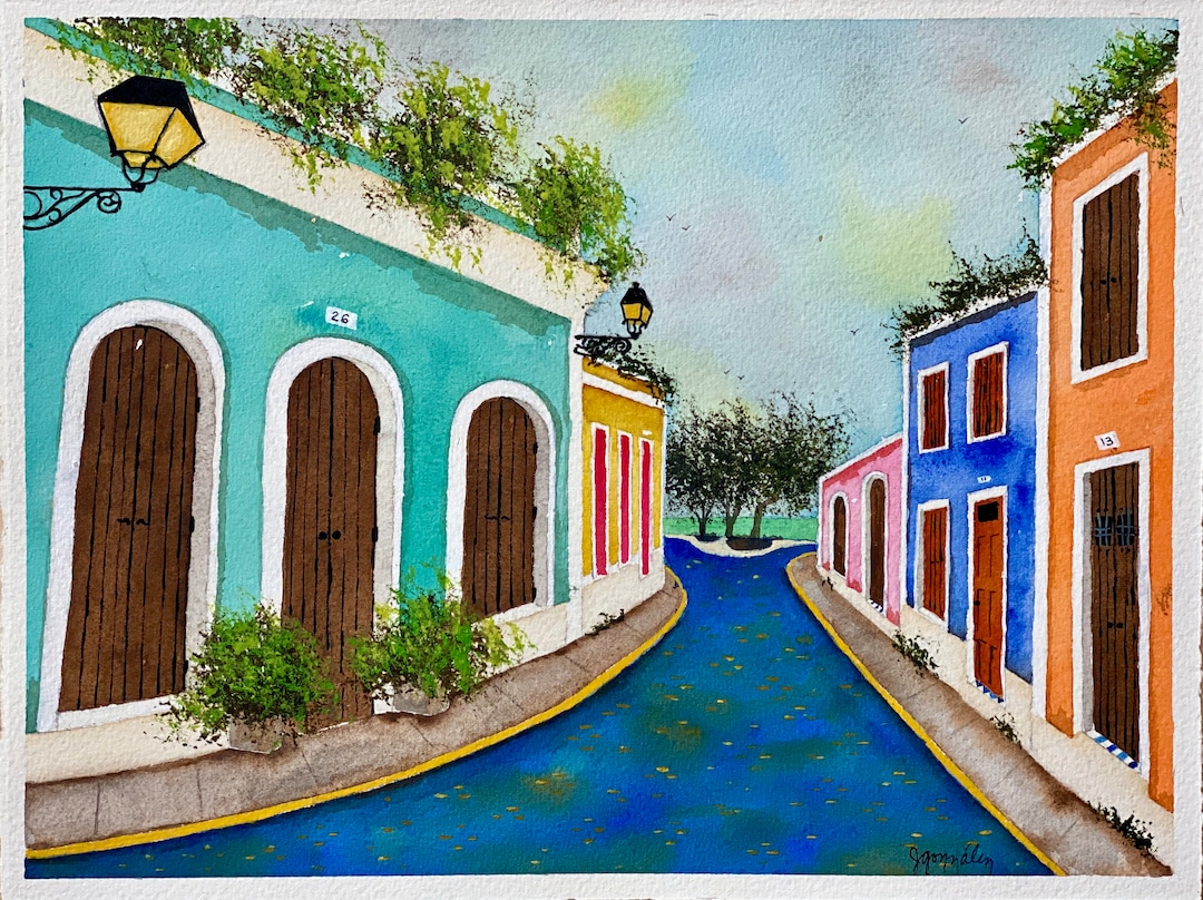 Old San Juan Painting, Old San Juan Streets, Old San Juan Art, Viejo ...