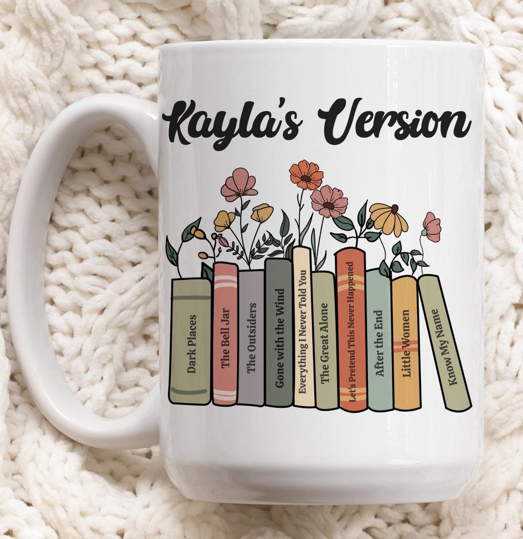 Personalized Bookshelf Mug, Custom Book Cup, Birthday Gift for Her ...