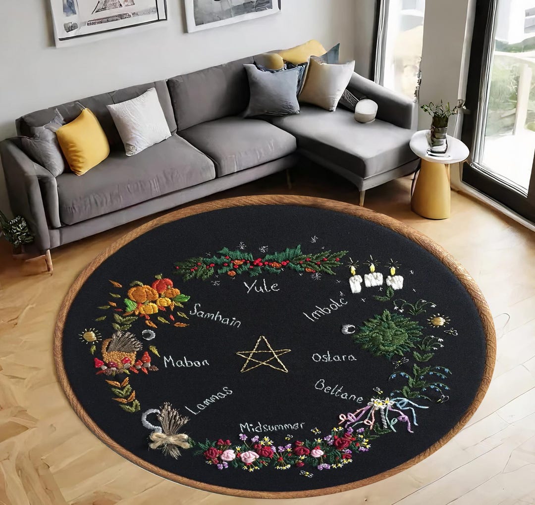 3 Variation, Wheel of the Year Rug, Wiccan Calendar Rug, Mystic ...