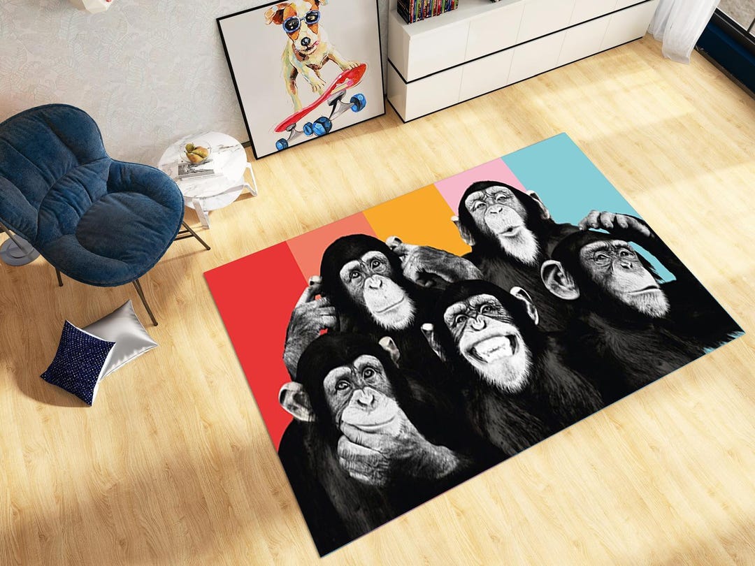 Thinking Monkeys Rug: Animal Print Contemporary Rug - Etsy