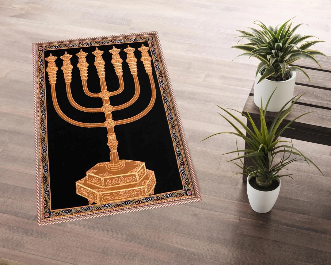 Prayer Mat Jewish Menorah,hebrew Jewish Menorah Prayer Rug,hebrew ...