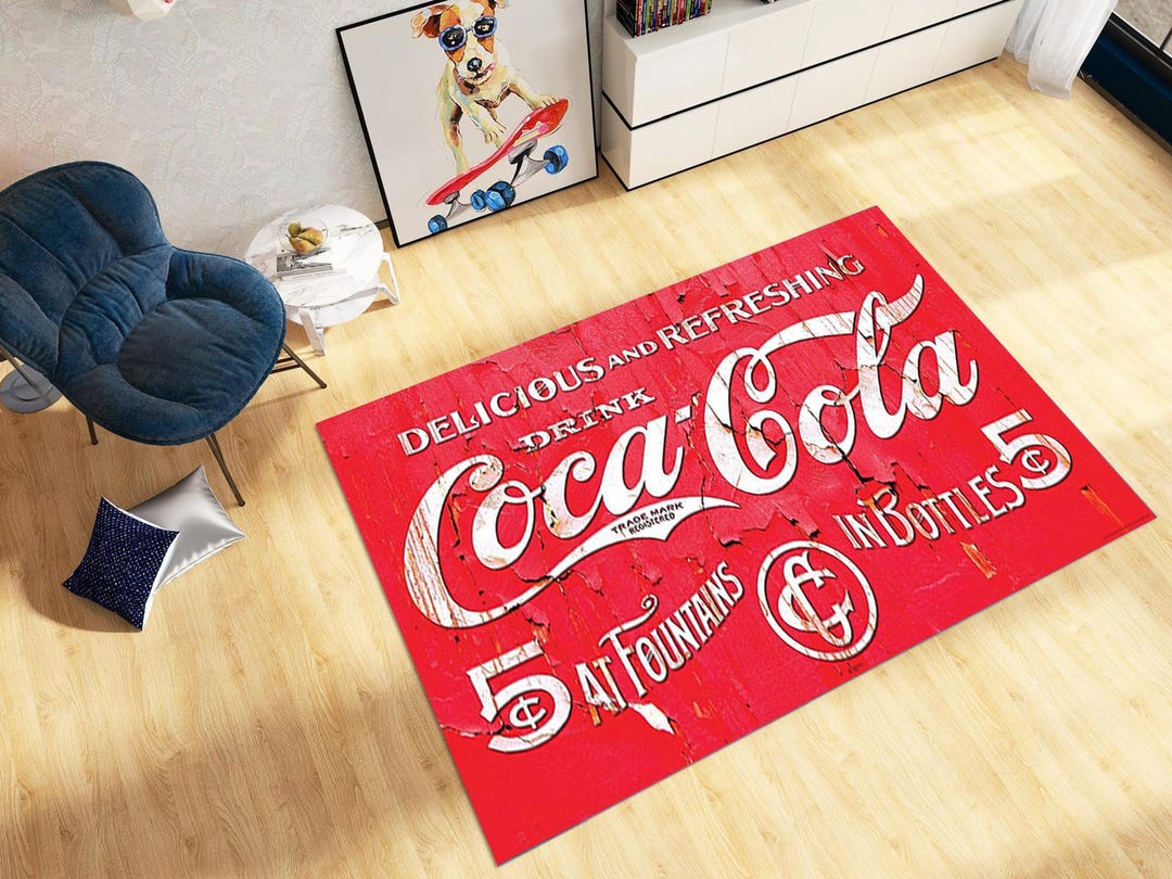 Nostalgic Coca Cola Rug: Retro Coke Sign, Non-slip Home Decor - Etsy