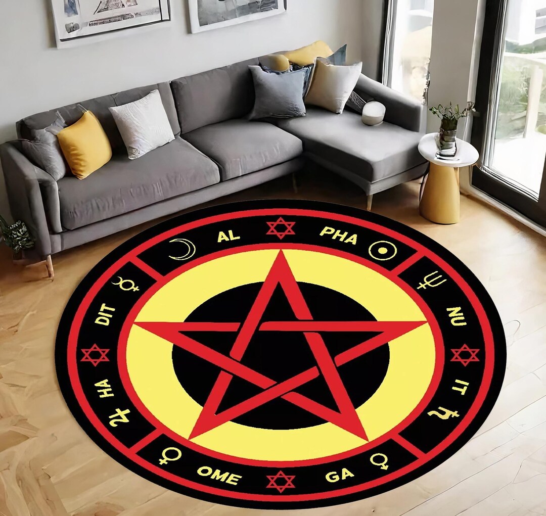 Satanic Pentagram Round Rug: Baphomet, the Love Witch, Occult Decor - Etsy