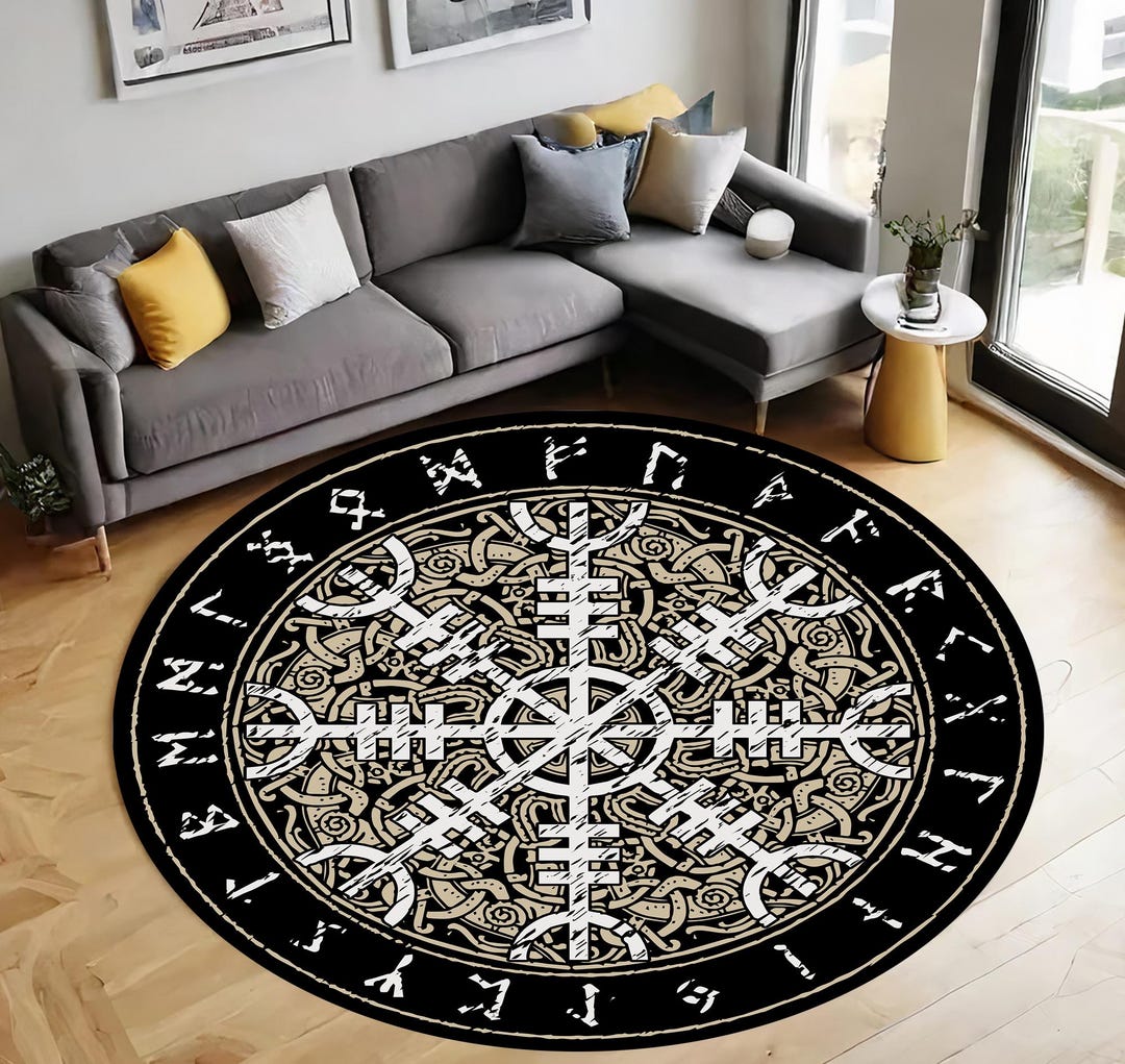 5 Variation, Vegvisir Rug, Viking Compass Rug, Scandinavian Decor ...