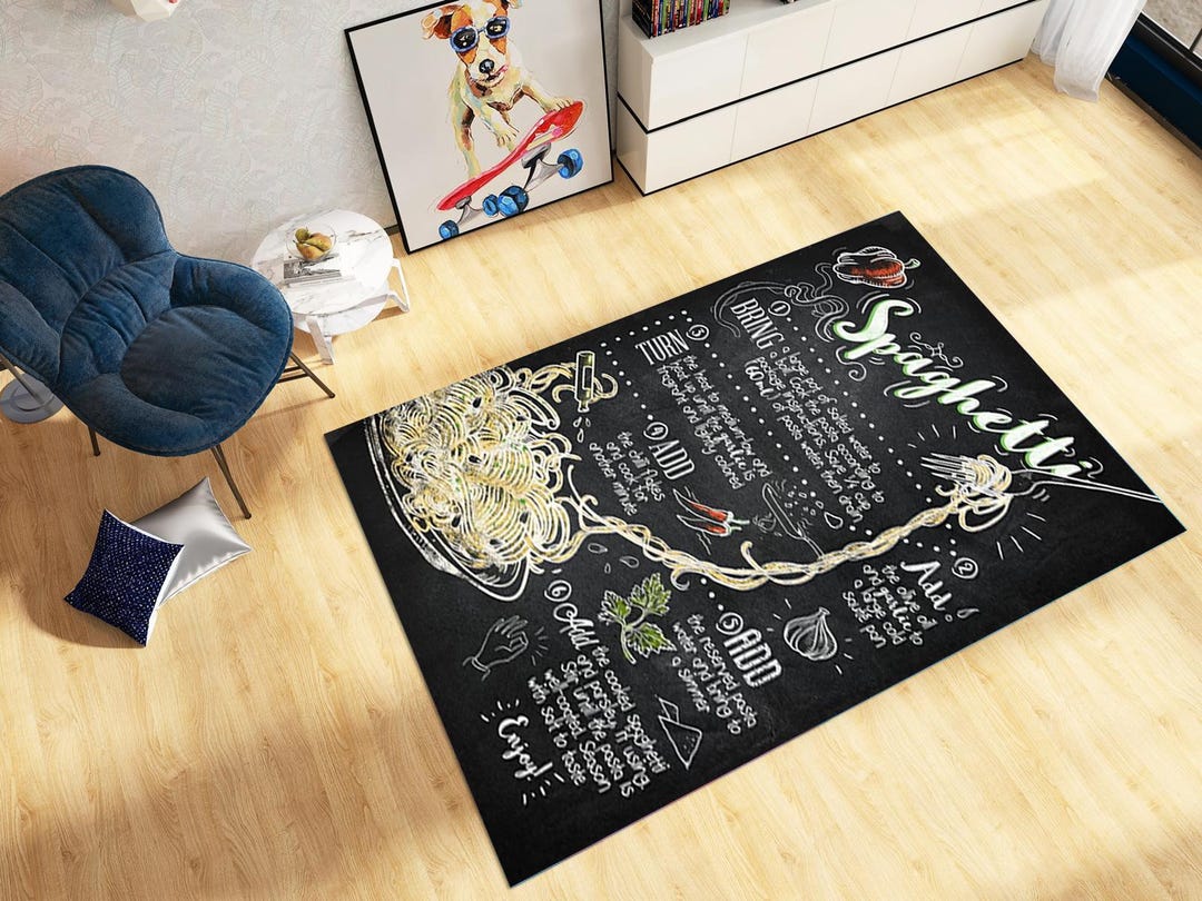 Spaghetti Kitchen Rug: Italian Pasta Theme, Non-slip - Etsy