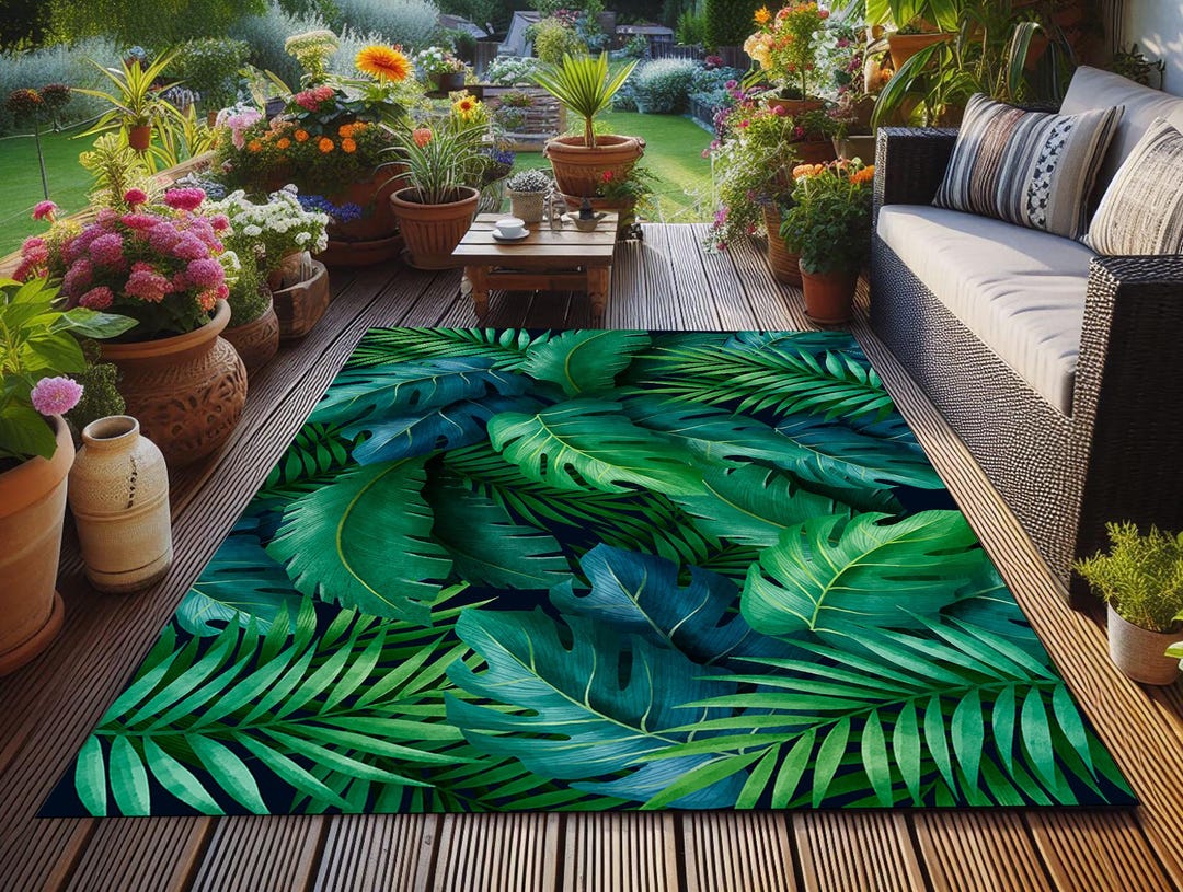 Garden Rug, Green Leaf Rugs, Outdoor Rugs for Patio, Garden Decoration ...