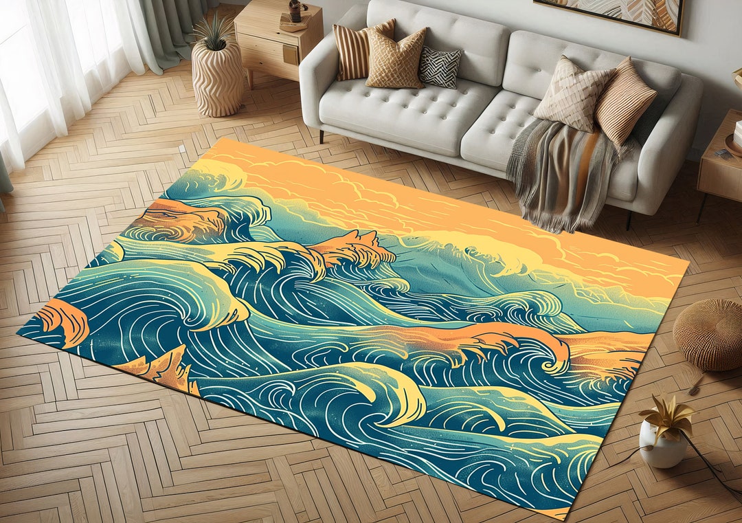 Hokusai Great Wave off Kanagawa, Japanese Art, Kanagawa Wave Rugs ...